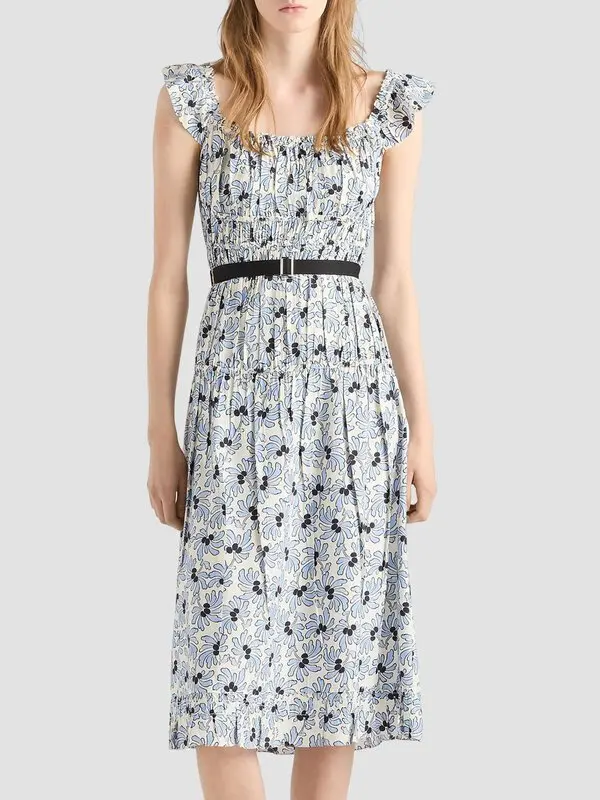 Prada Floral Print Pongé Dress