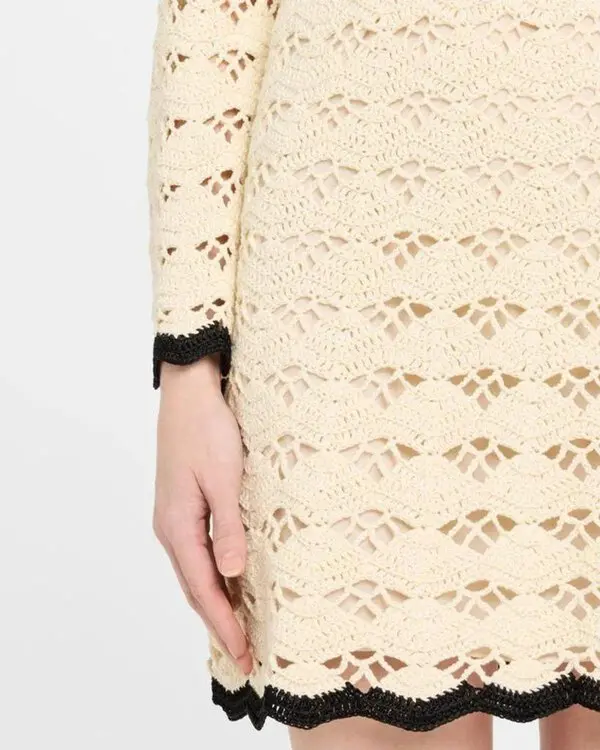 Zimmermann Rhiannon Crochet Mini Dress - Creamblack