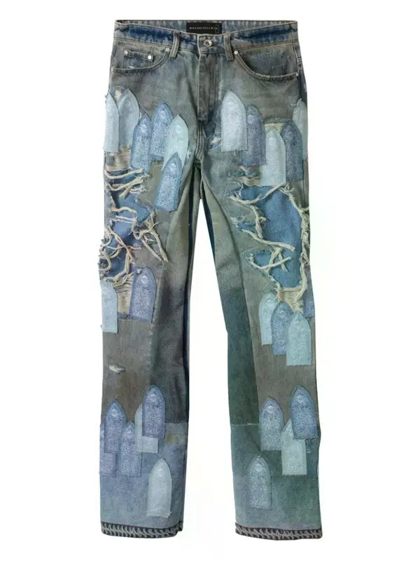 WHO DECIDES WAR BY EV BRAVADO Patched Arch Jeans