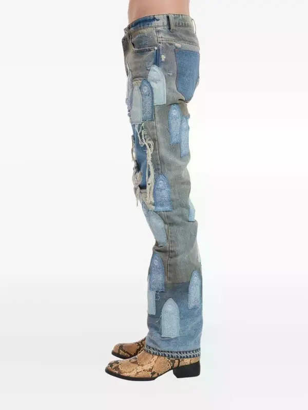 WHO DECIDES WAR BY EV BRAVADO Patched Arch Jeans