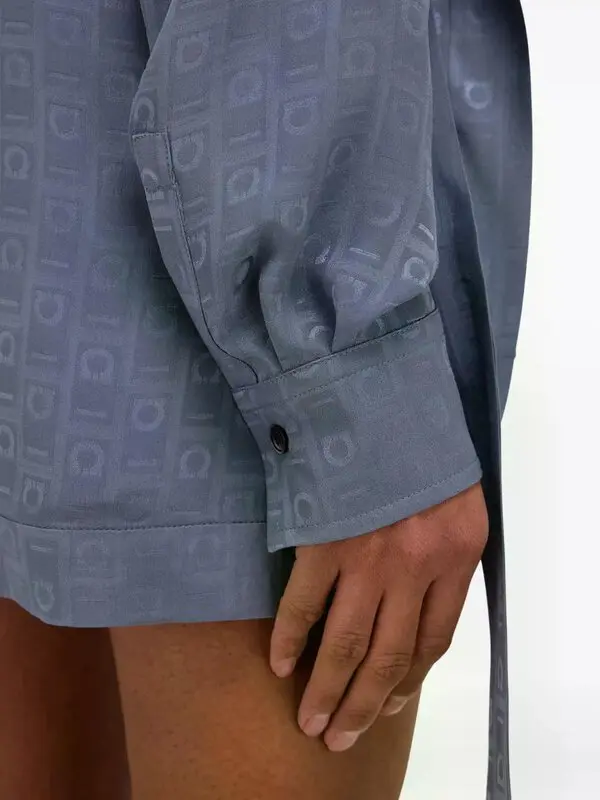 FERRAGAMO Monogram Long Sleeve Shirt - Blue