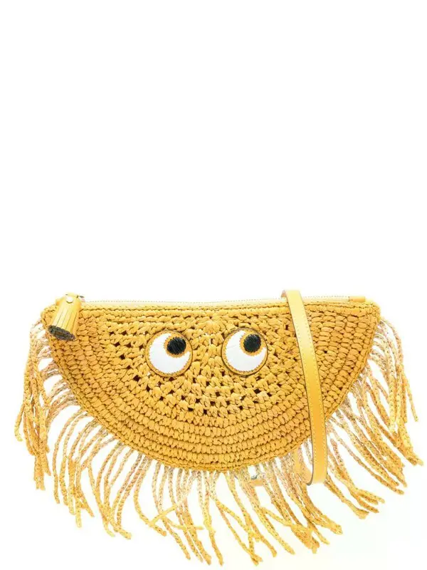 ANYA HINDMARCH Half Moon Clutch With Fringe - Yellow