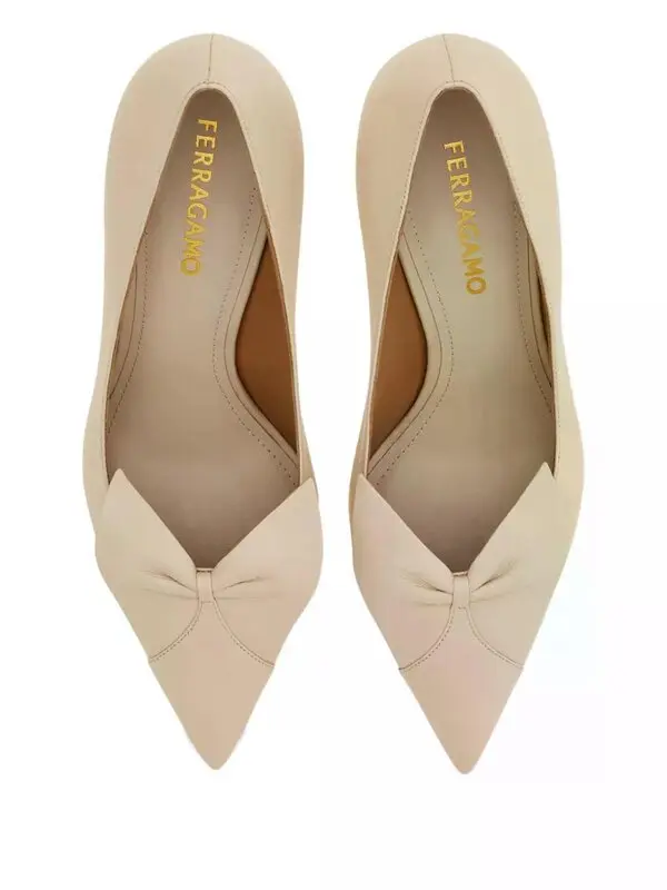 FERRAGAMO 70mm Bow Leather Pumps