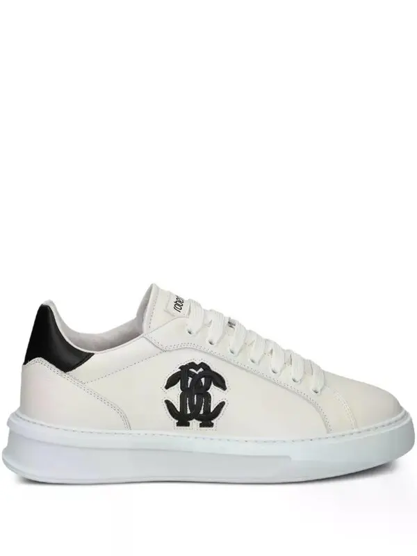Roberto Cavalli Mirror Snake Appliqué Sneakers
