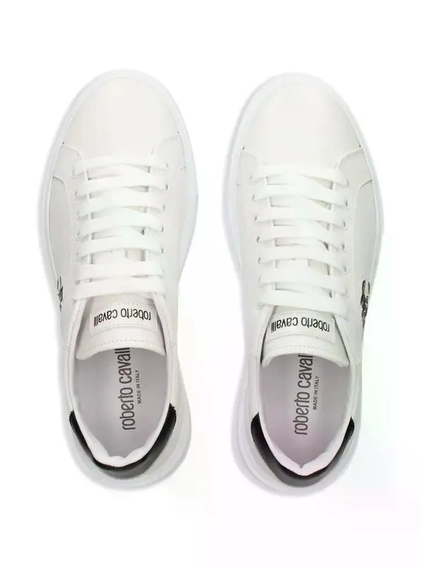 Roberto Cavalli Mirror Snake Appliqué Sneakers