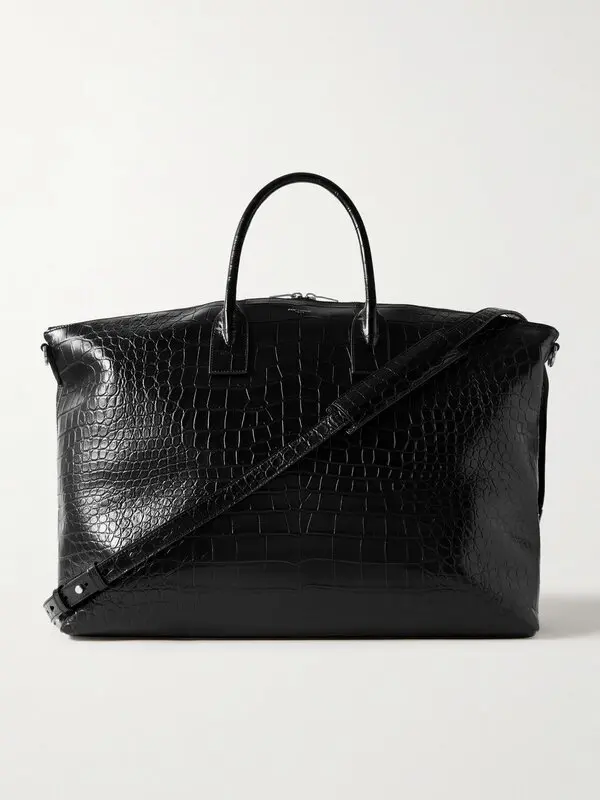 Saint Laurent Croc-effect Leather Weekend Bag - Black