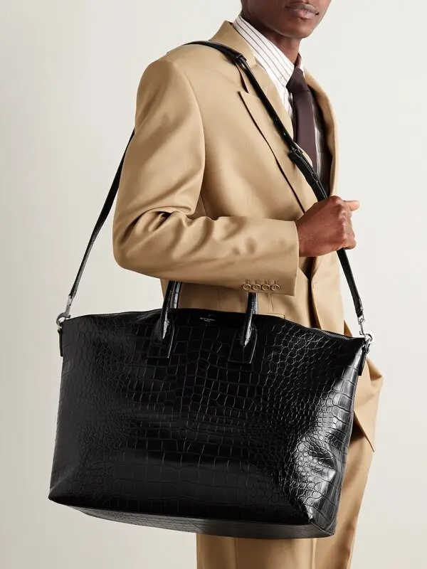 Saint Laurent Croc-effect Leather Weekend Bag