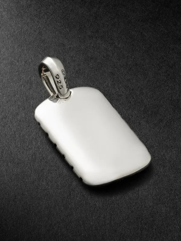 David Yurman Chevron Tag Sterling Diamond Pendant
