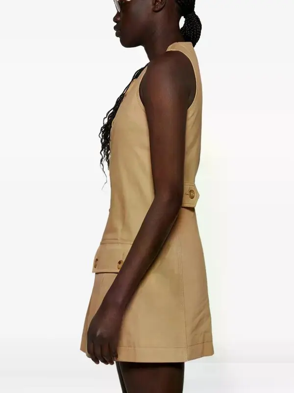 Chlo Mini Lace-Up Dress - Neutrals | Editorialist