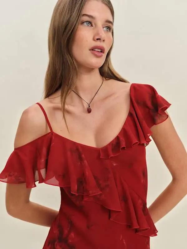 Reformation Martine Midi Dress In Red - 70% Off | Editorialist