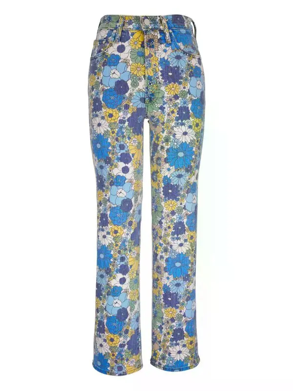 MOTHER Floral-print Straight Leg Jeans