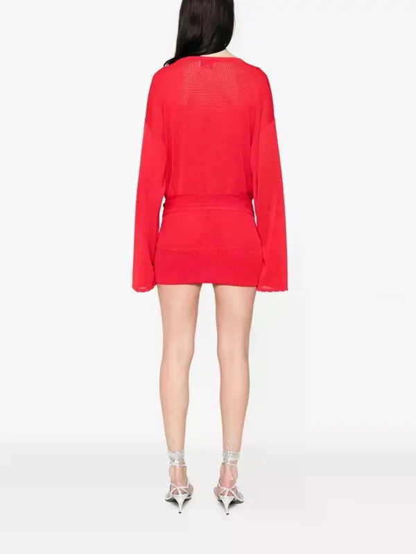 Attico V-neck Knotted Mini Dress - Red