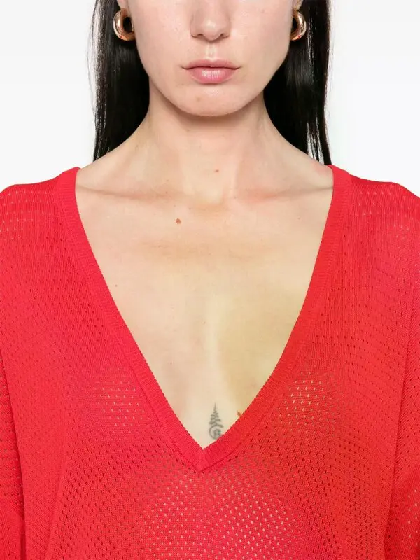 Attico V-neck Knotted Mini Dress - Red