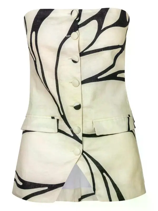 CALA DE LA CRUZ Leaf Print Waistcoat - White
