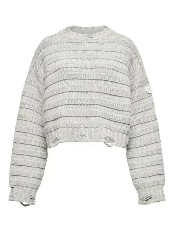 MAISON MARGIELA Crew Neck Long Sleeve Sweater - Grey