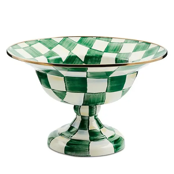 MACKENZIE-CHILDS Emerald Check Large Compote - No Color