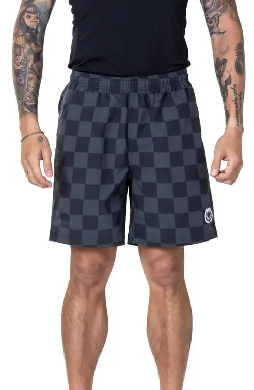 VAST Tonal Checkerboard Swim Trunks - Black
