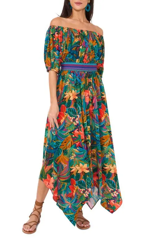 Vince Camuto Off-the-shoulder Floral Dress - Green Multi