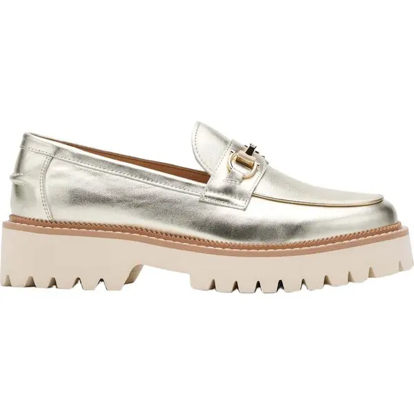 MARC NOLAN Leather Bit Loafers - Champagne Silver