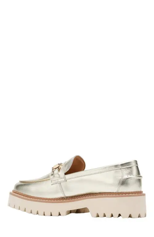 MARC NOLAN Leather Bit Loafers - Champagne Silver