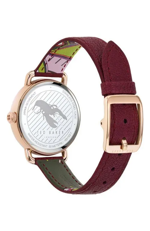 Ted Baker London Leather Strap Watch With Second Subdial