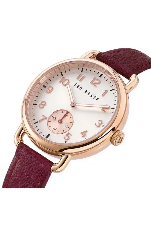 Ted Baker London Leather Strap Watch With Second Subdial