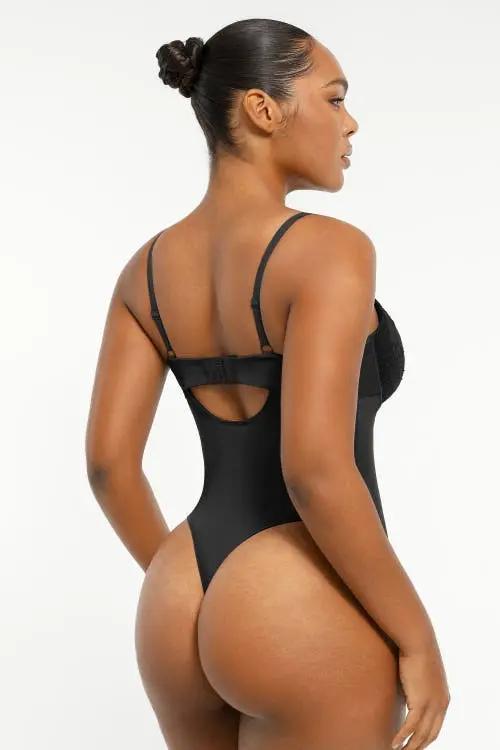 SHAPELLX Sheer Lace Mesh Bodysuit - Matte Black