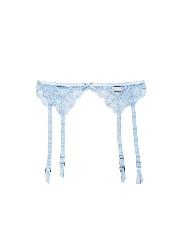 Fleur Du Mal Bianca Lace Garter Belt - Forget Me Not