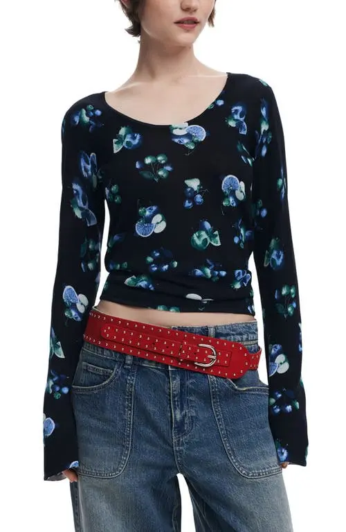 Desigual Printed Ribbed Top