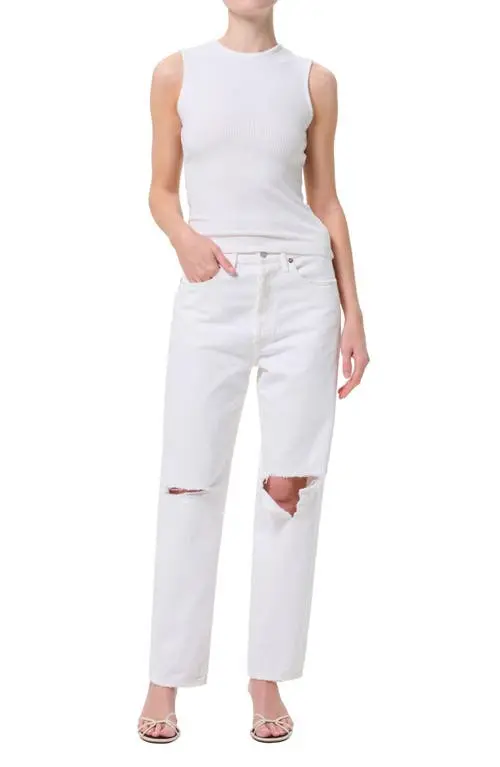 AGOLDE 90s Ripped Mid-rise Relaxed Straight Leg Jeans - Cloudburst