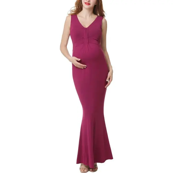 KIMI + KAI Edrei Maternity Mermaid Maxi Dress - Berry