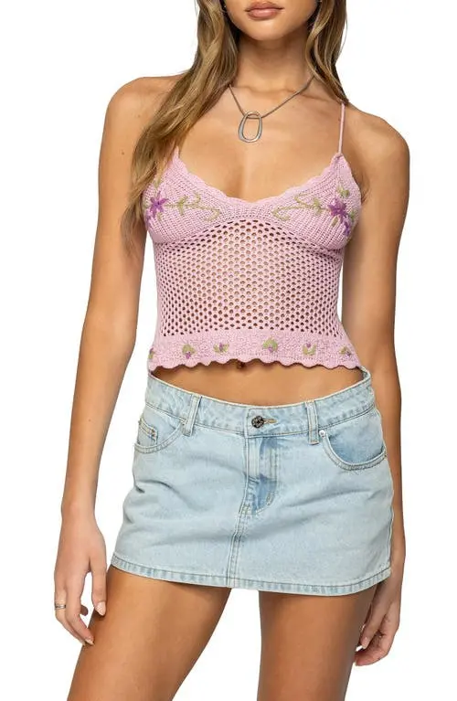 EDIKTED Open Stitch Crop Top