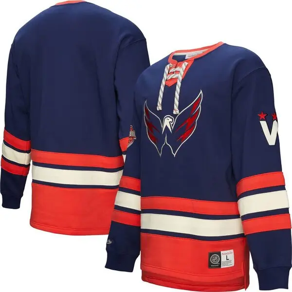 Mitchell & Ness Washington Capitals Heritage Lace-up Pullover Sweatshirt
