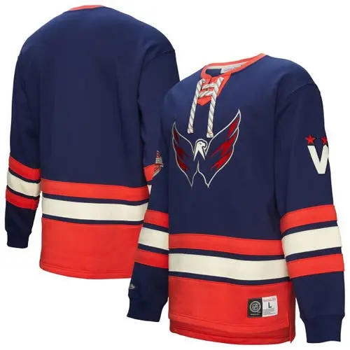 Mitchell & Ness Washington Capitals Heritage Lace-up Pullover Sweatshirt