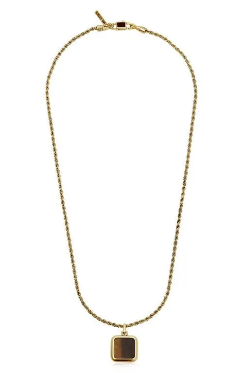 MR. ETTIKA Tiger's Eye Pendant Rope Chain Necklace - Brown
