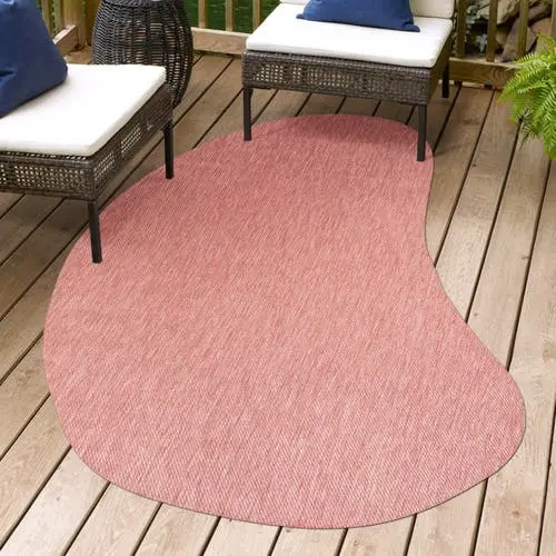 JONATHAN Y Evan Modern Rustic Organic Curve Indoor/outdoor Shaped Area Rug - Light Rose