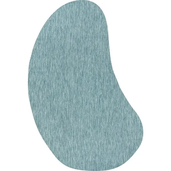 JONATHAN Y Evan Modern Rustic Organic Curve Indoor/outdoor Shaped Area Rug - Turquoise