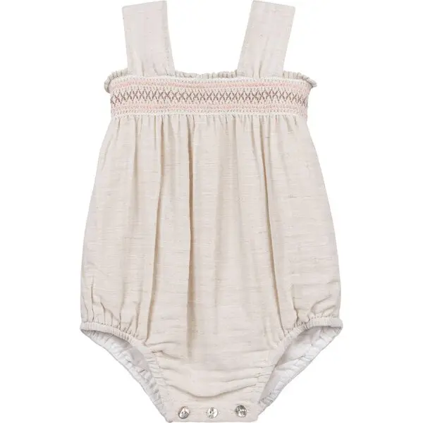 ELY'S & CO. Loom Stitch Mocked Linen Romper - Natural