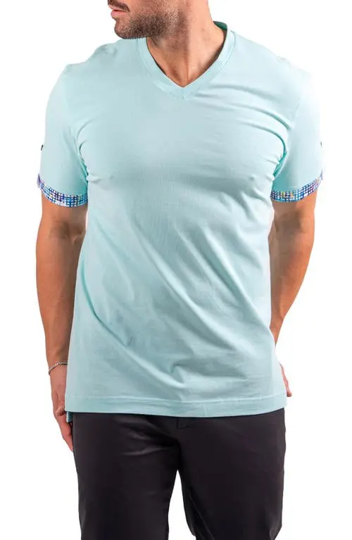 MACEOO Vivaldi Pastel V-neck Cotton T-shirt - Green