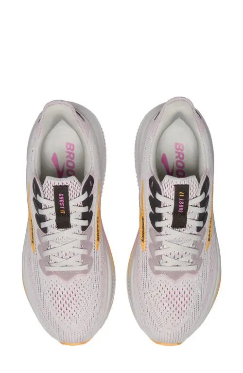 Brooks Ghost 17 Running Shoe - Oyster/ Apricot/ Pink