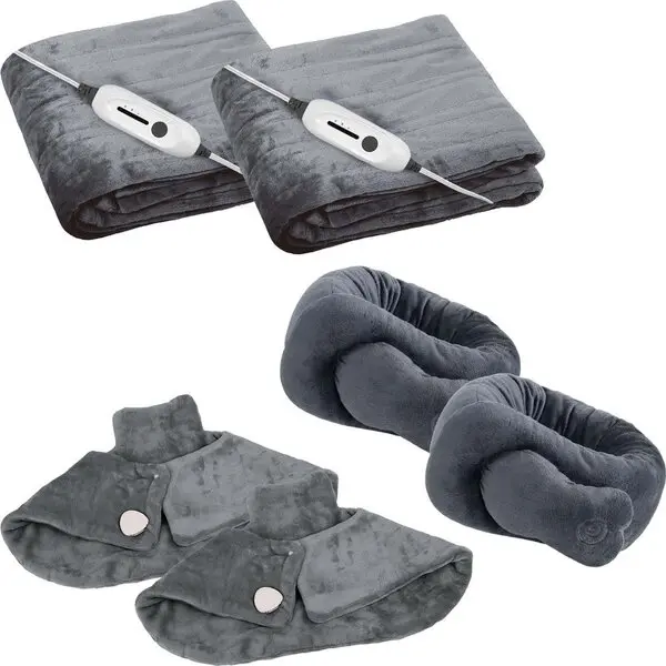 PURSONIC Father's And Mother's Day Ultimate Comfort Bundle Heated Blankets & Relaxing Massagers - Grey