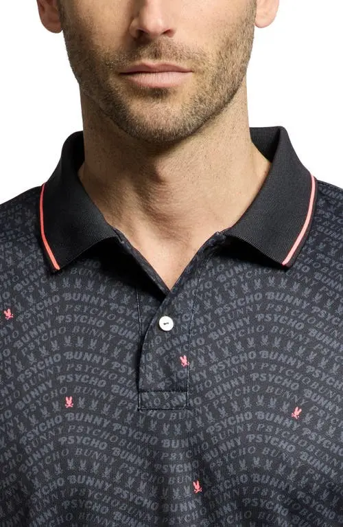 Psycho Bunny Winston Print Sport Polo - Black | Editorialist