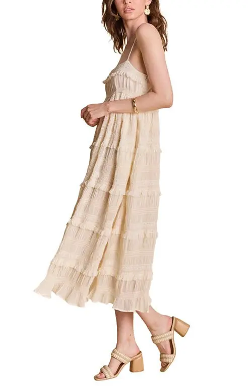 English Factory Smocked Ruffle Sleeveless Maxi Dress - Cream