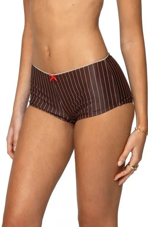 EDIKTED Pinstripe Boyshorts Bikini Bottoms