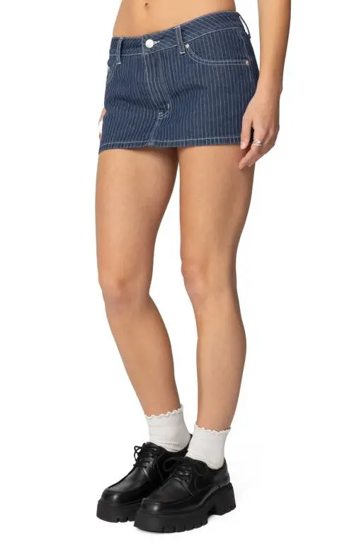 EDIKTED Neria Pinstripe Denim Miniskirt