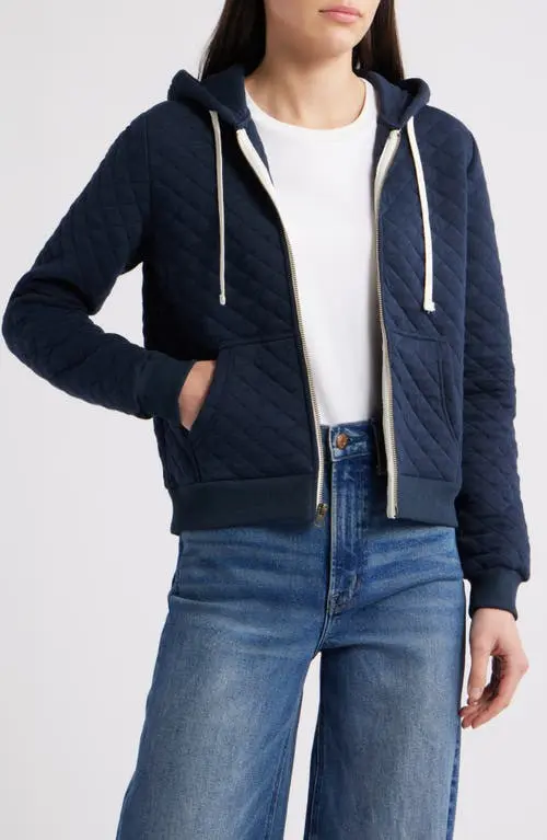 Marine Layer Corbet Quilted Zip-up Hoodie - Navy