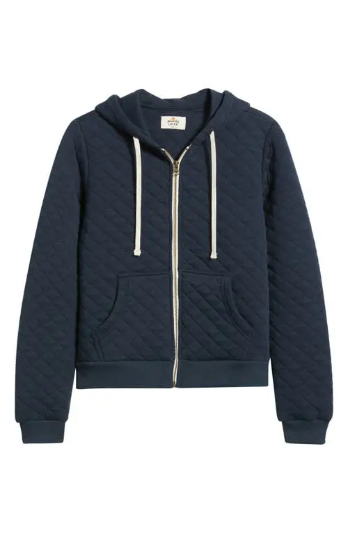 Marine Layer Corbet Quilted Zip-up Hoodie - Navy