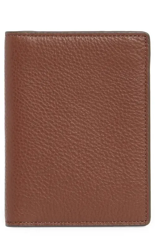 Nordstrom Pebble Leather Bifold Card Case - Chestnut