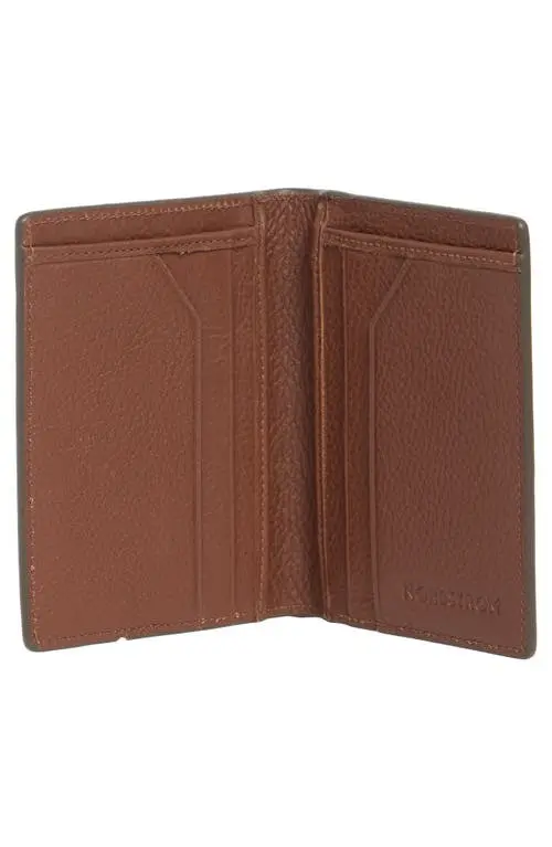 Nordstrom Pebble Leather Bifold Card Case - Chestnut