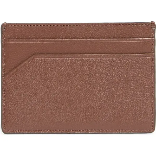 Nordstrom Pebble Leather Card Case - Chestnut